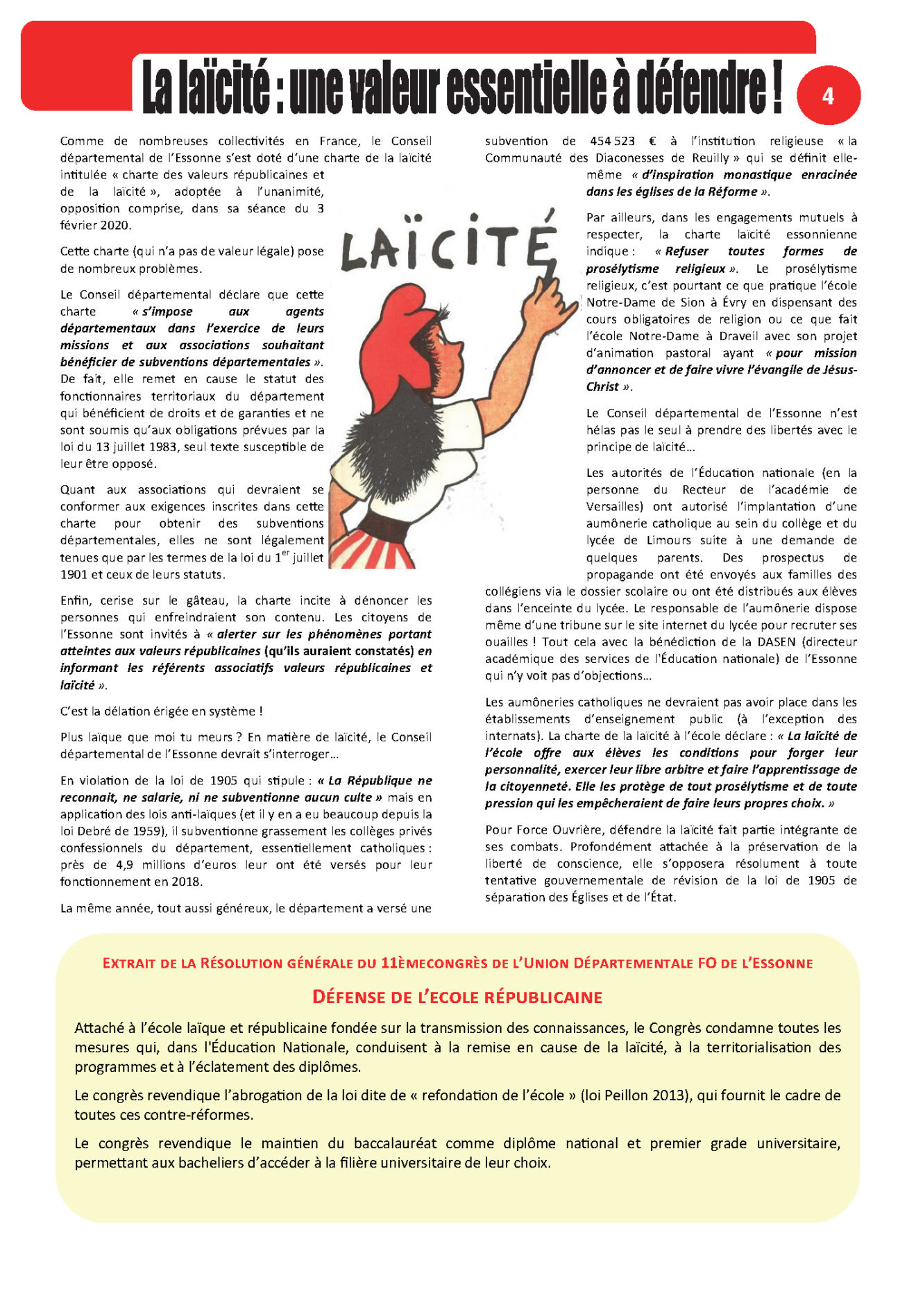 La laïcité : une valeur essentielle à défendre ! - UD FO 91